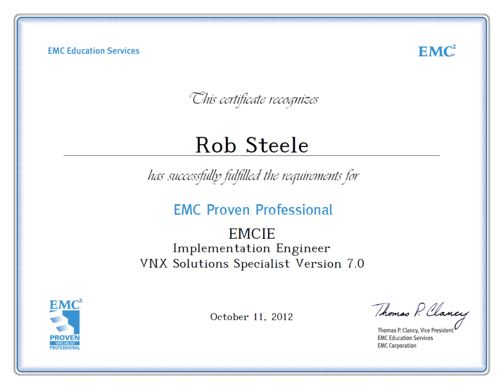 Certifications - Rob Steele